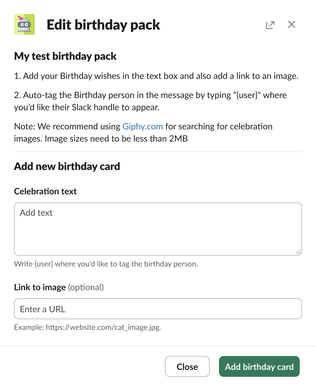Slack Birthday Bot setup - automated birthday and anniversary cards ...