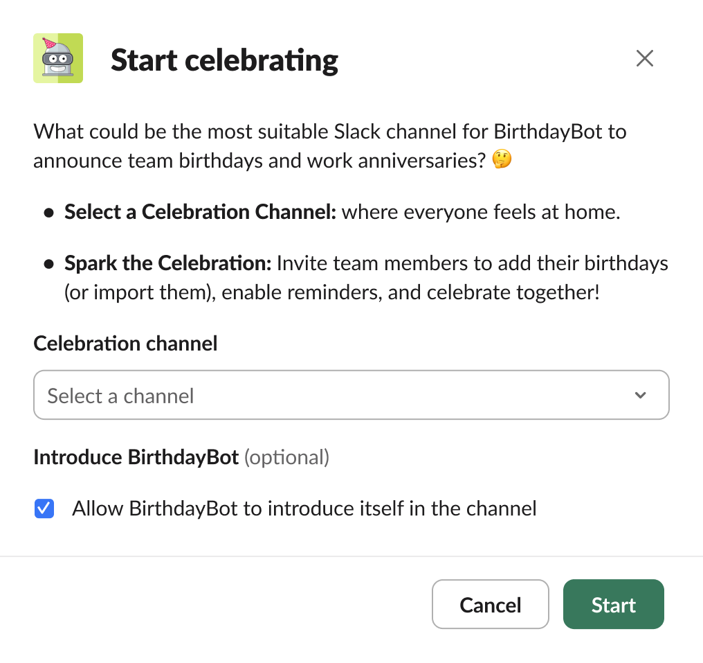 Slack Birthday Bot setup - automated birthday and anniversary cards | BirthdayBot